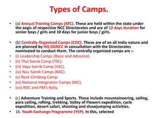 Organisation, training and ncc song | PPTX