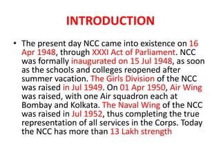 Organisation, training and ncc song | PPTX