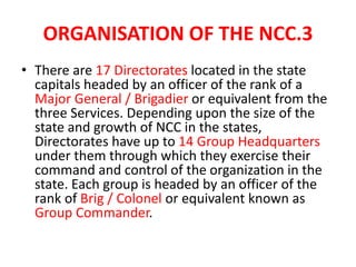 Organisation, training and ncc song | PPTX