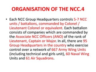 Organisation, training and ncc song | PPTX