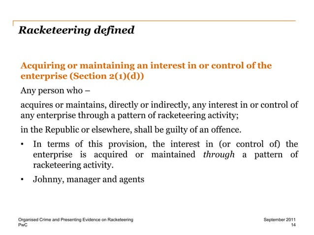 Organised crime and presenting evidence on racketeering | PPTX | Crime ...