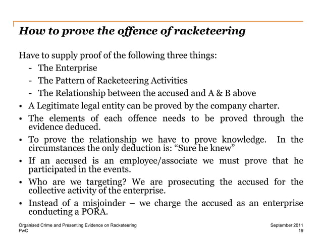 Organised crime and presenting evidence on racketeering | PPTX | Crime ...