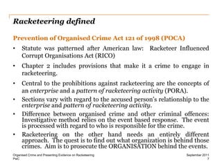 Organised crime and presenting evidence on racketeering | PPTX