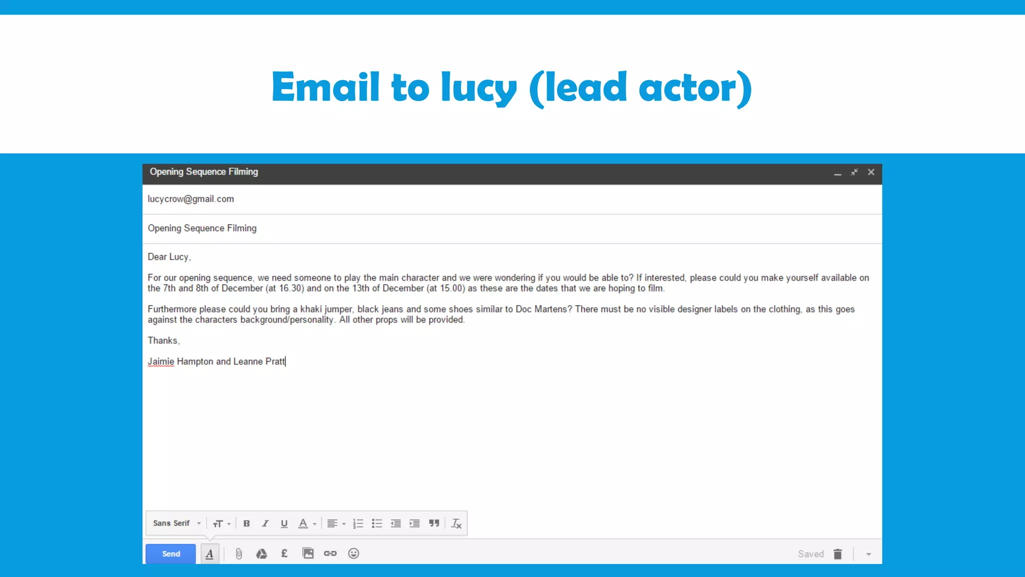 Organising Filming - Emails | ODP