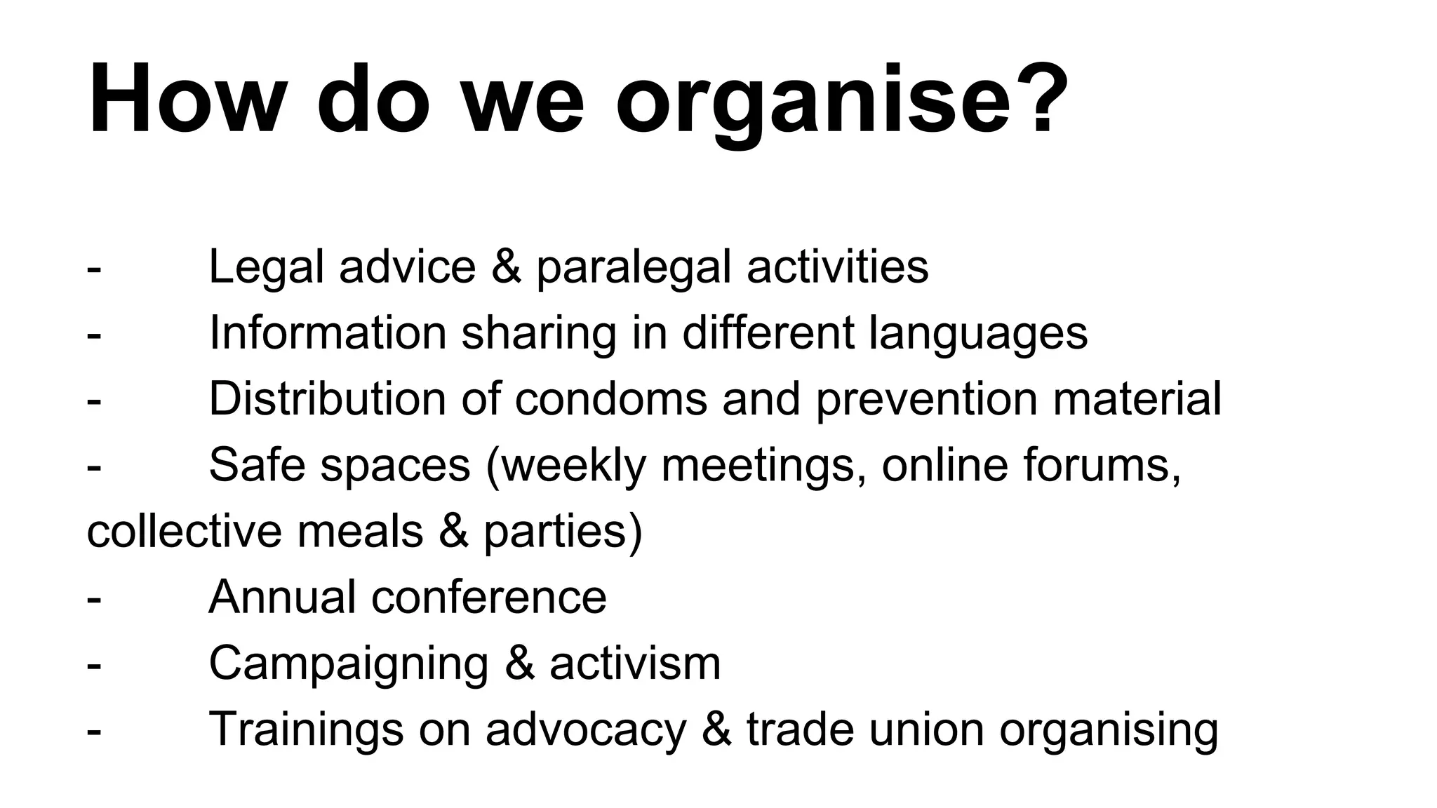 Organising The Sex Industry With Strass Ppt