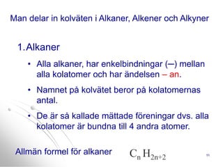 Organisk kemi: kol, kolväten, alkoholer | PPT