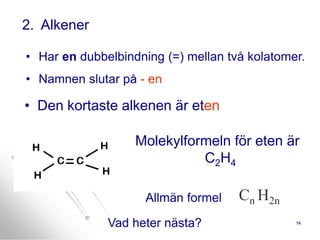 Organisk kemi: kol, kolväten, alkoholer | PPT