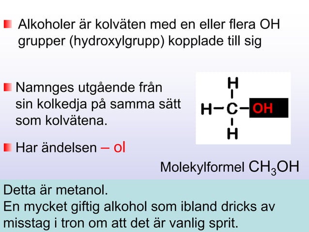 Organisk kemi: kol, kolväten, alkoholer | PPT