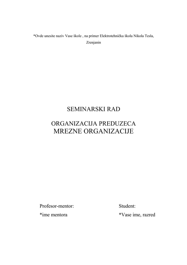 Organizacije preduzeca mrezne organizacije | PDF