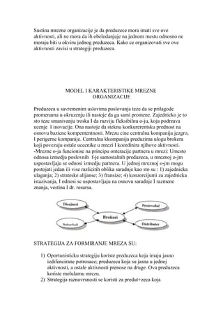 Organizacije preduzecamrezne organizacije | DOC