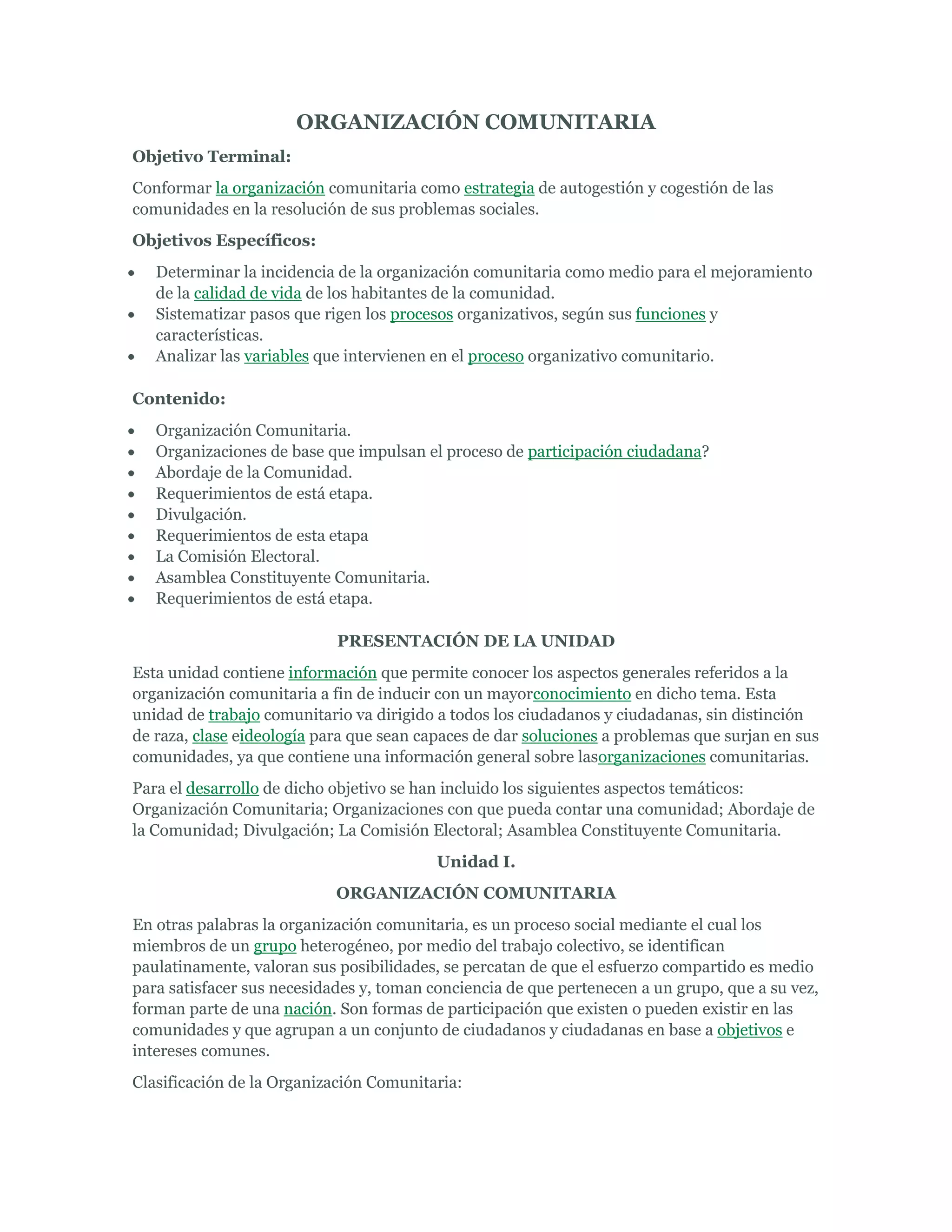 Organizacion comunitaria | DOCX