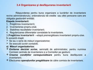 Organizarea şi desfăşurarea inventarierii | PPTX