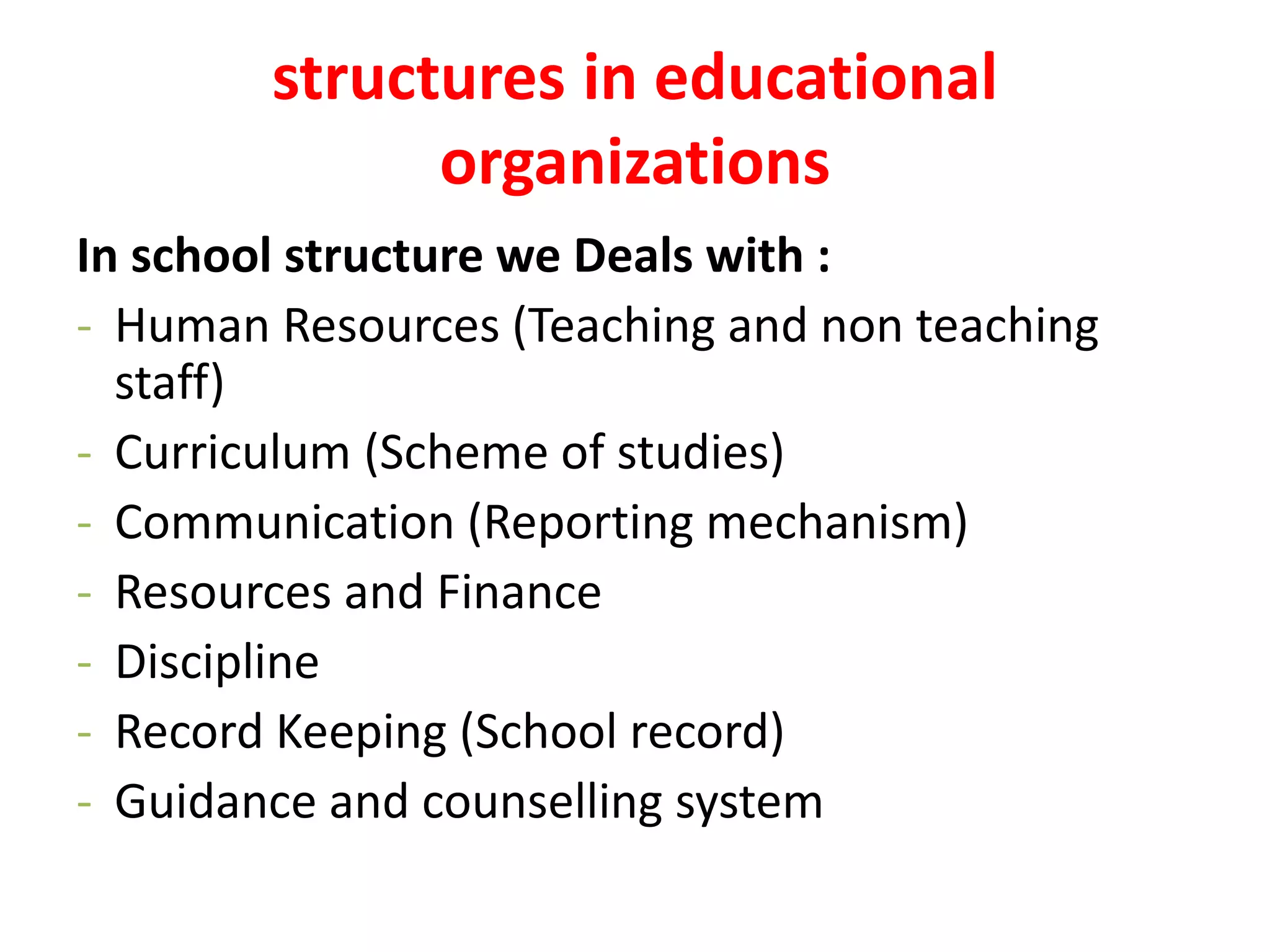 Organizational structure of educational institute in Pakistan | PPTX