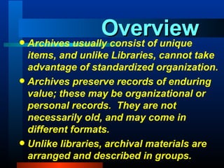 Organization of Archival Materials | PPT