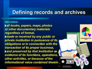 Organization of Archival Materials | PPT
