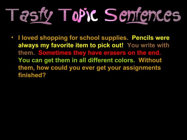 Organization Topic Sentences | PPT