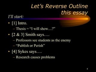 Organization - Fixing a bad paper, Reverse Outlining | PPT