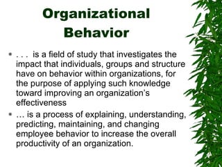 Organizational Behavior | PPT