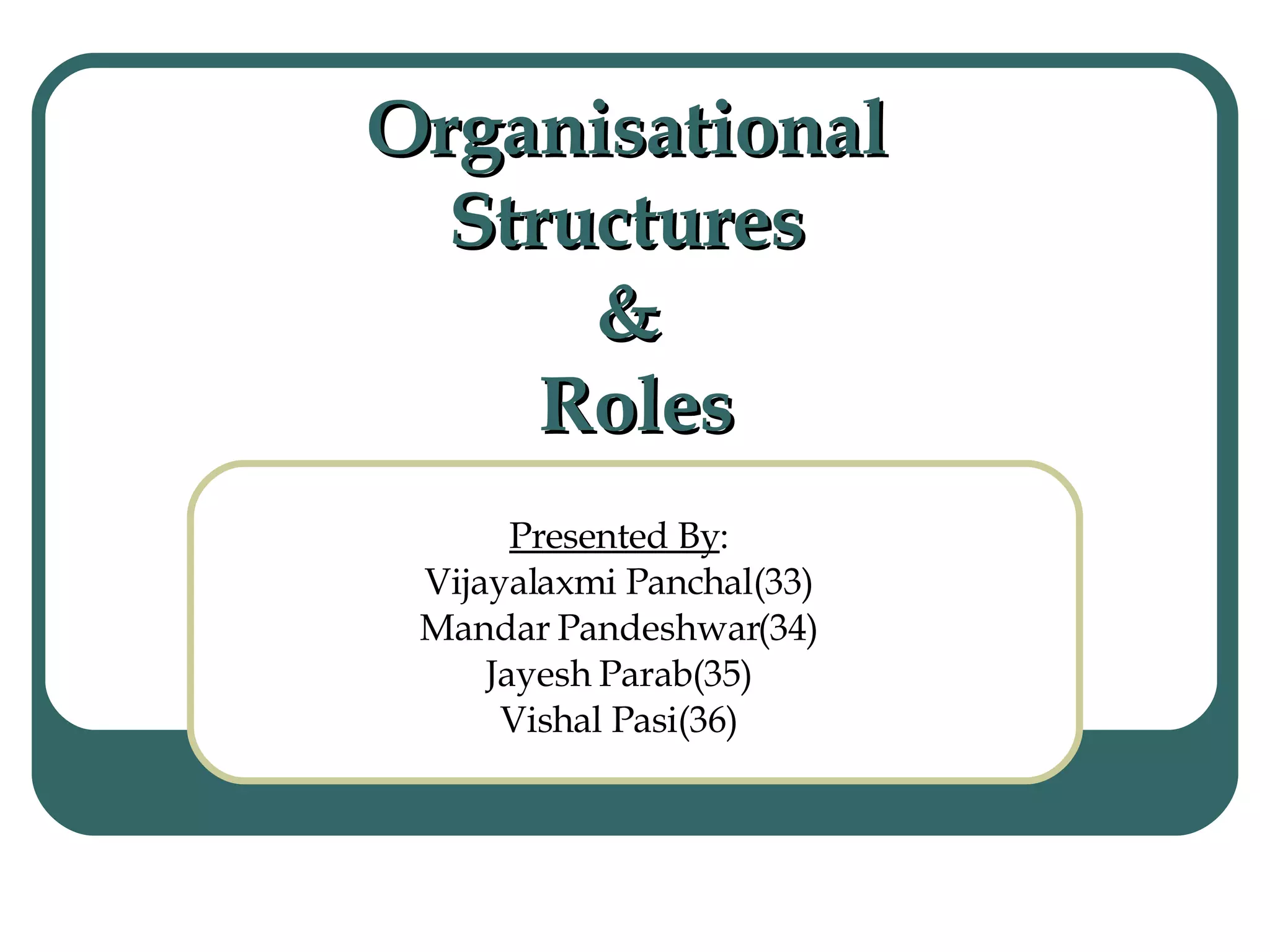 Organizational Structure and roles | PPT