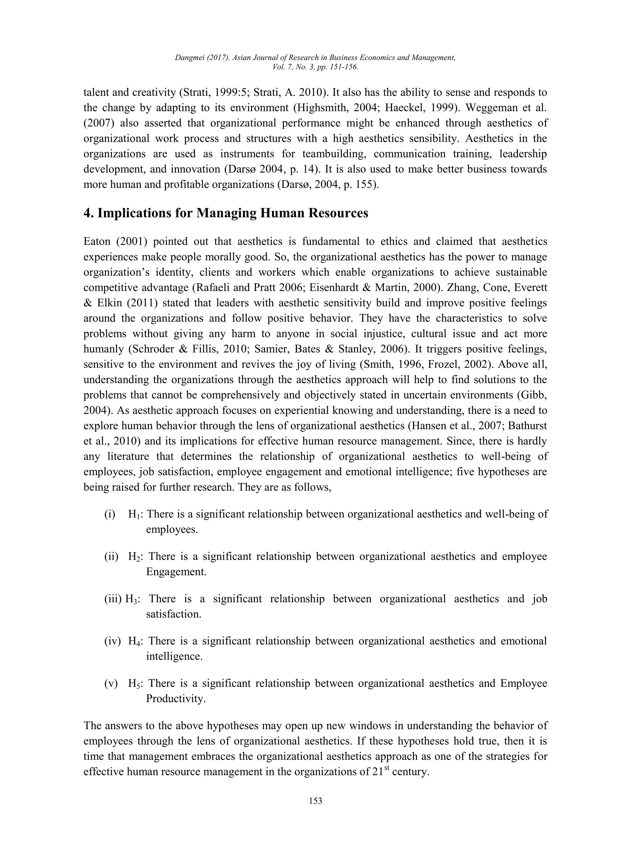 Organizational aesthetics and its implications for managing human ...