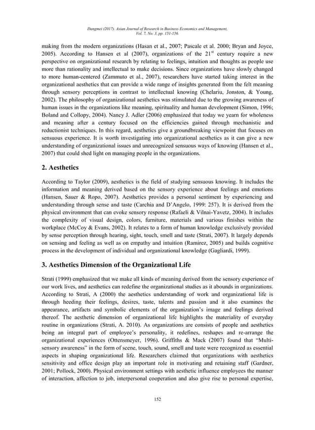 Organizational aesthetics and its implications for managing human ...