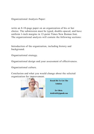 Organizational Analysis Paperwrite an 8-10-page paper on an.docx