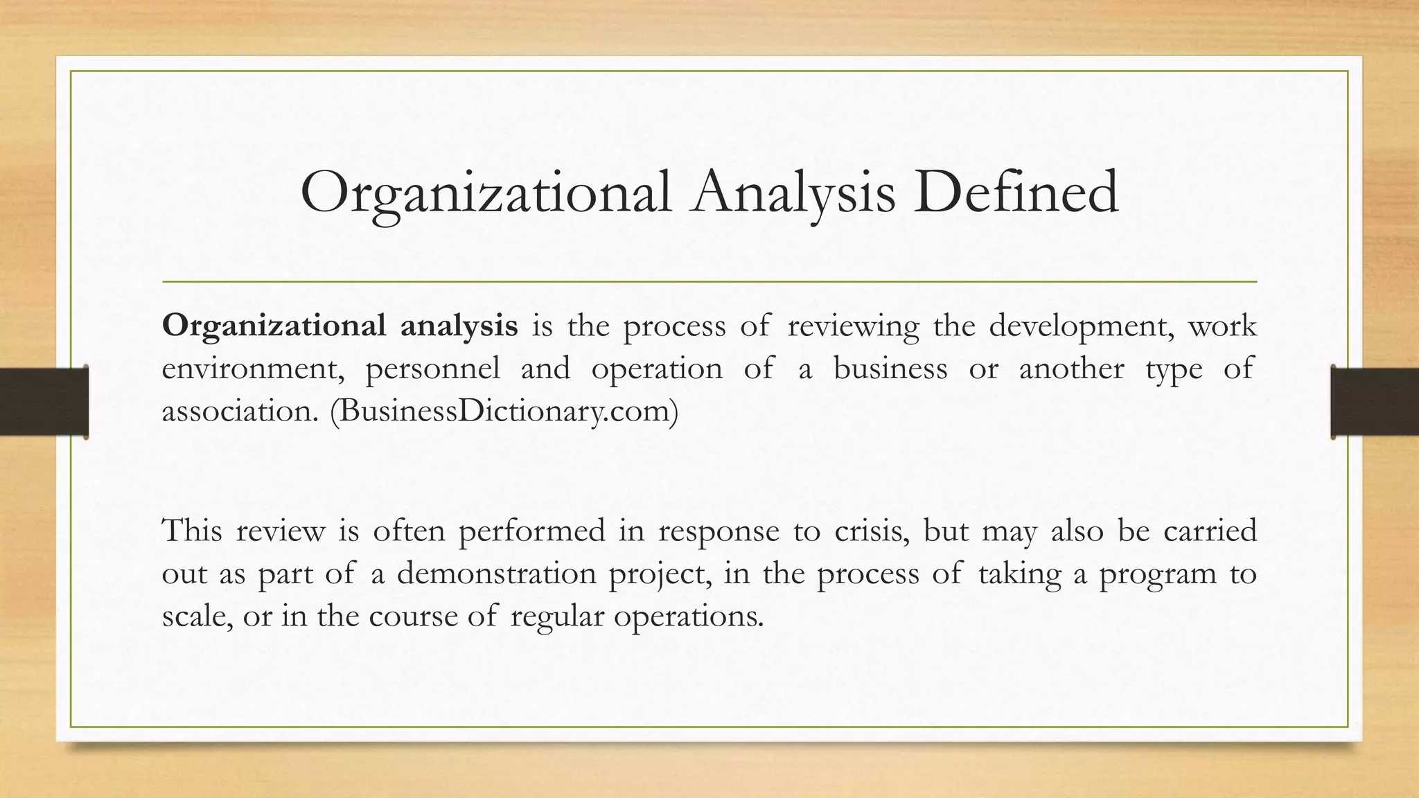 Organizational Analysis In Personnel Management | PPTX