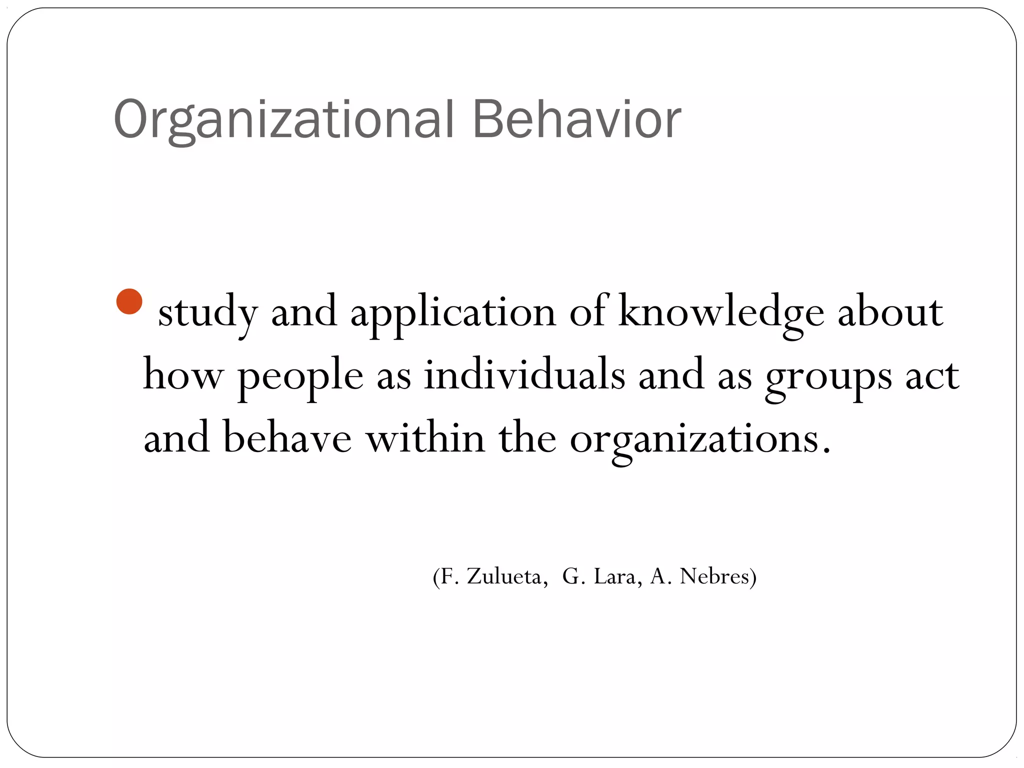 Organizational Behavior | PPT