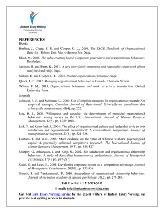 Sample Report on Organizational behavior by Expert Writers of Instant ...