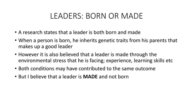 Leaders: Born or Made | PPTX