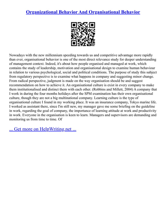 Organizational Behavior And Organisational Behavior | PDF