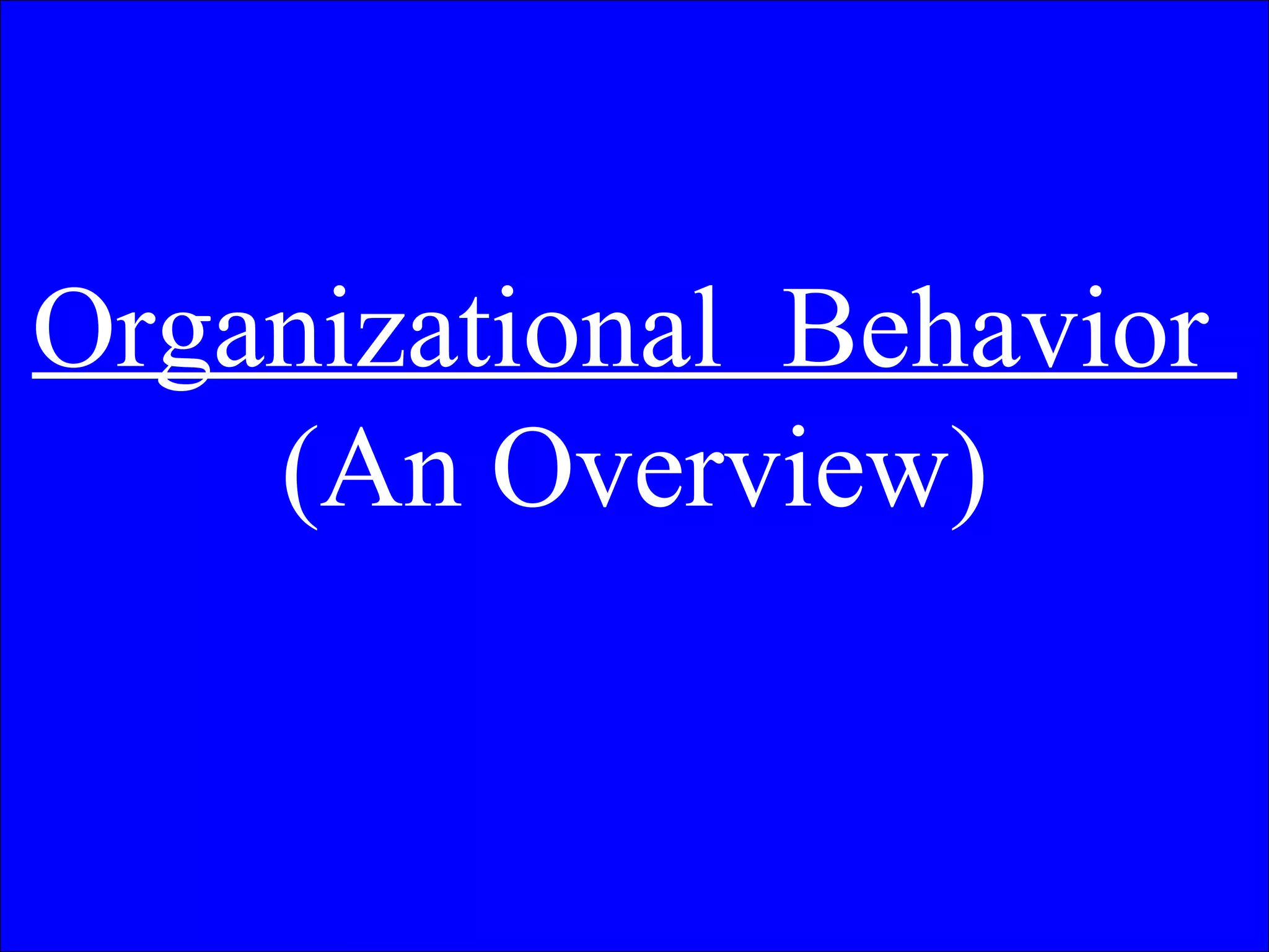 Organizational Behavior (An Overview) | PPT