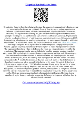 Organizational Behavior Essay | PDF