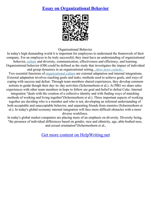 Organizational Behavior Essay | PDF