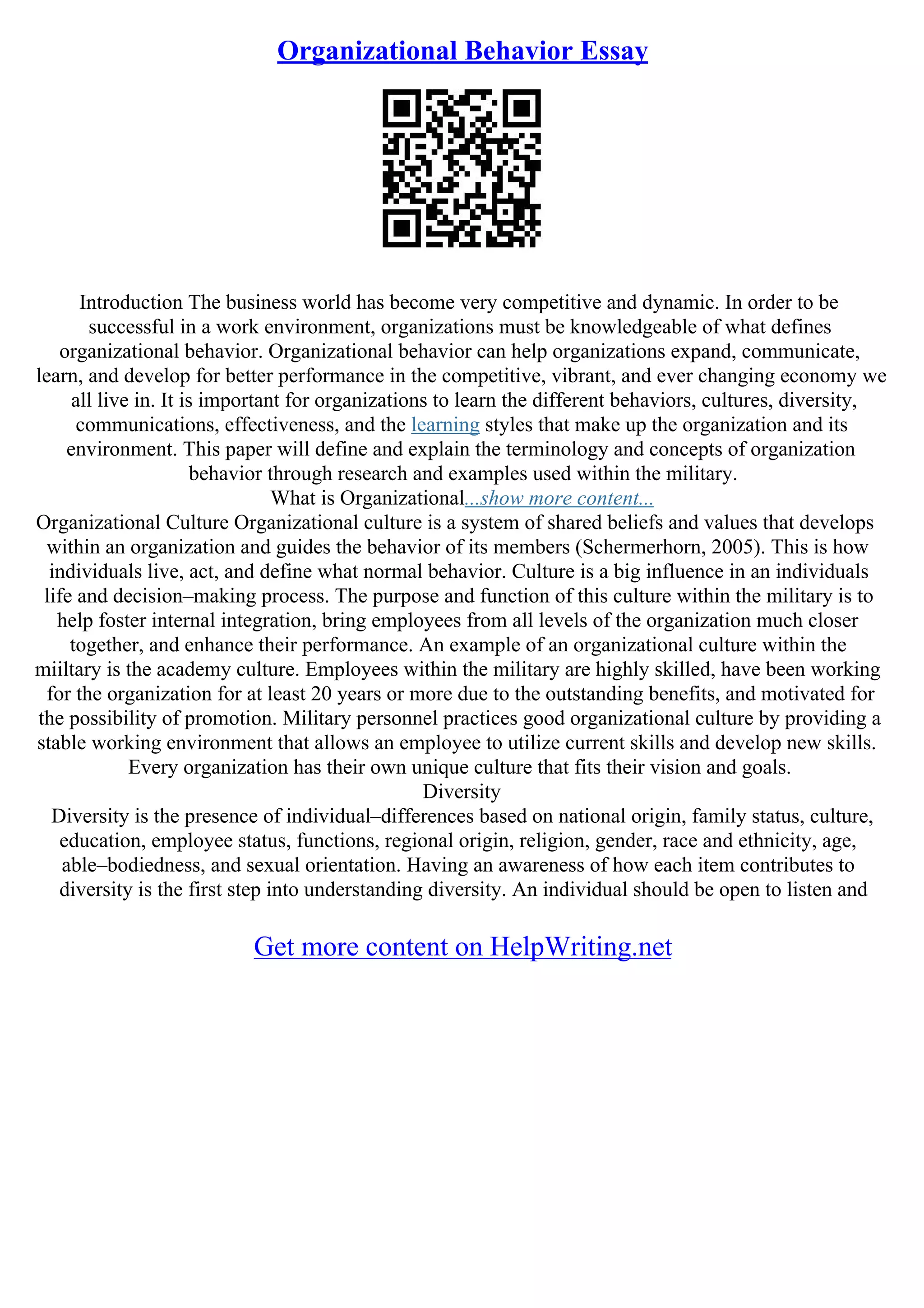 Organizational Behavior Essay Topics | PDF