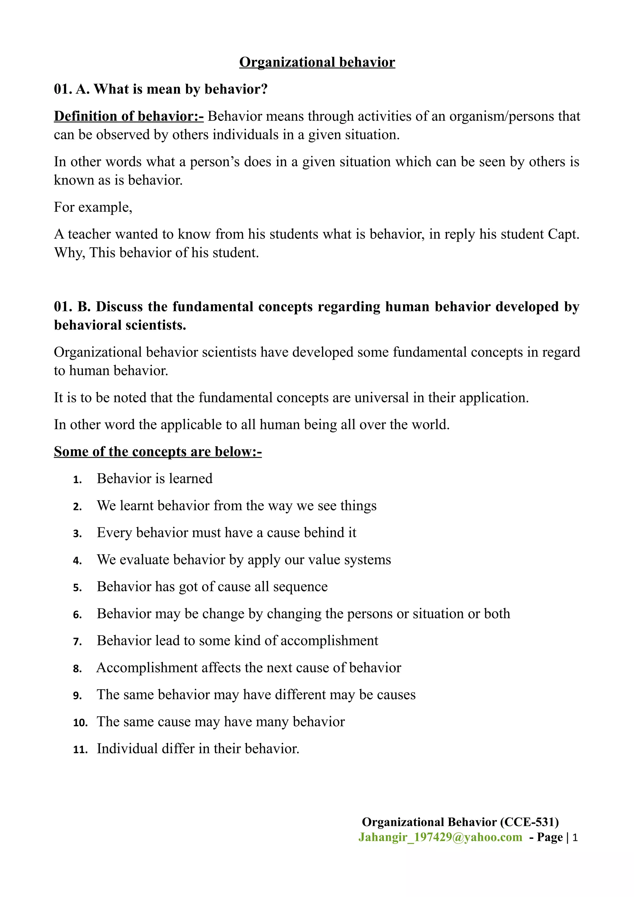 Organizational behavior final exam | PDF