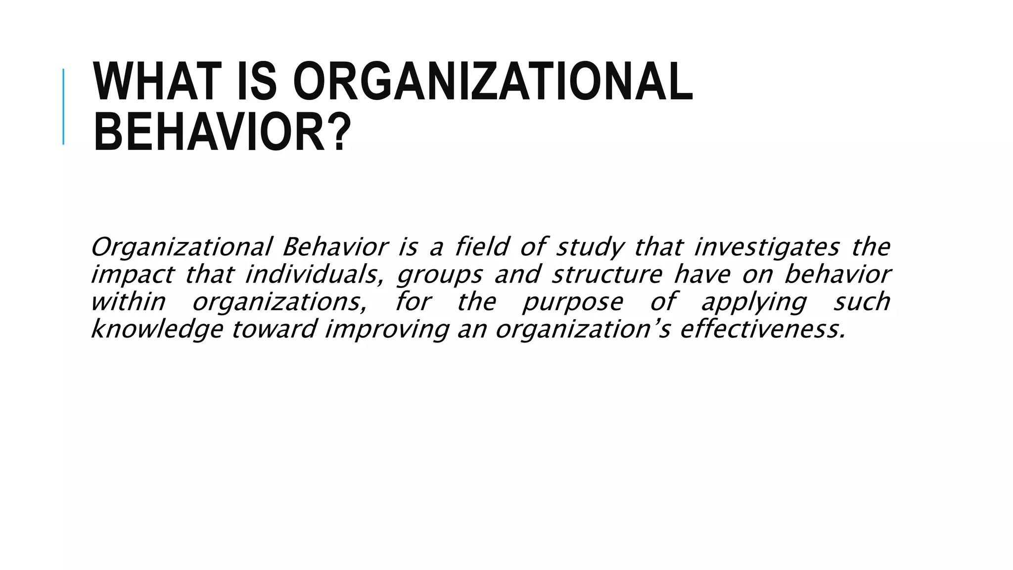 Organizational behavior lecture 01 | PPTX | Science