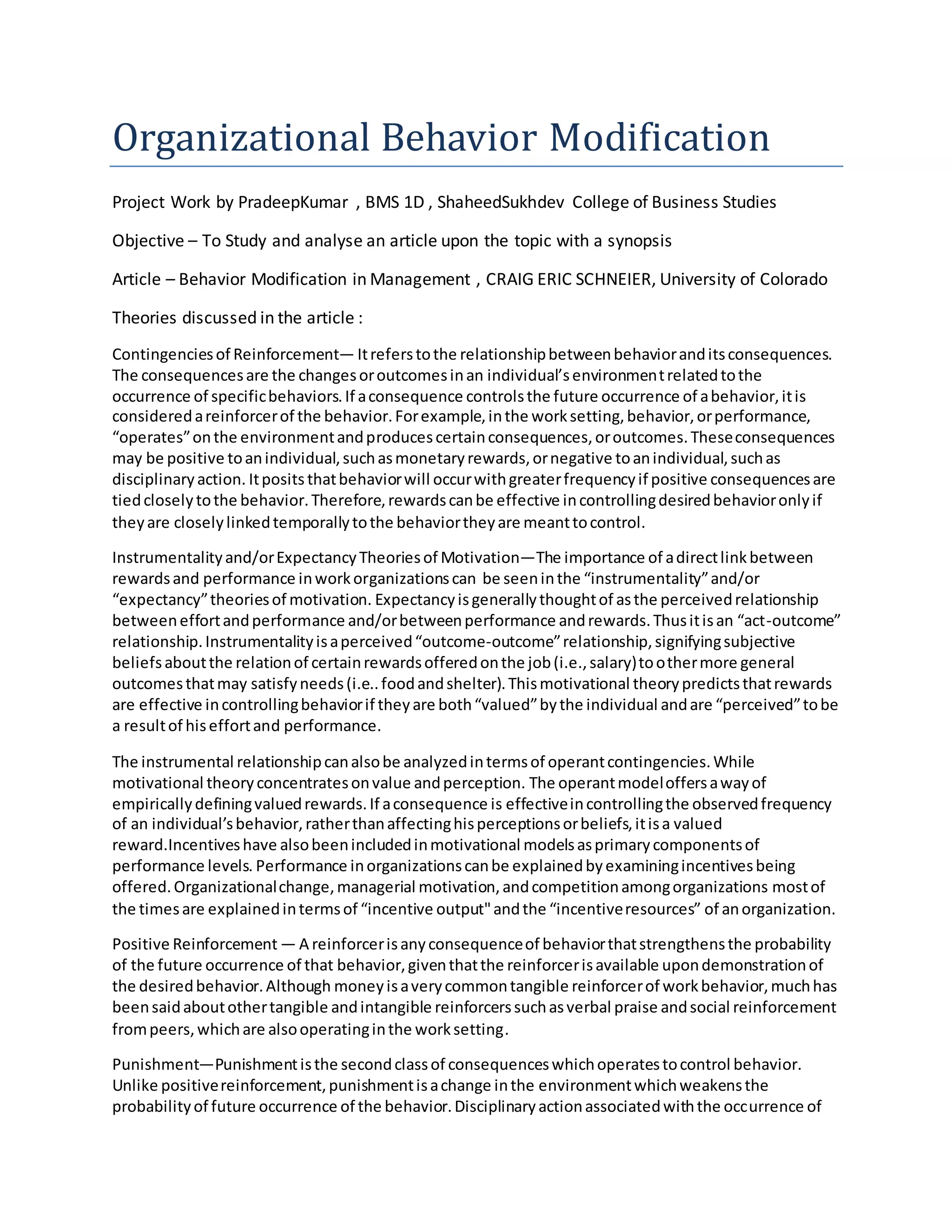 Organizational behavior modification (autosaved)2 | DOCX