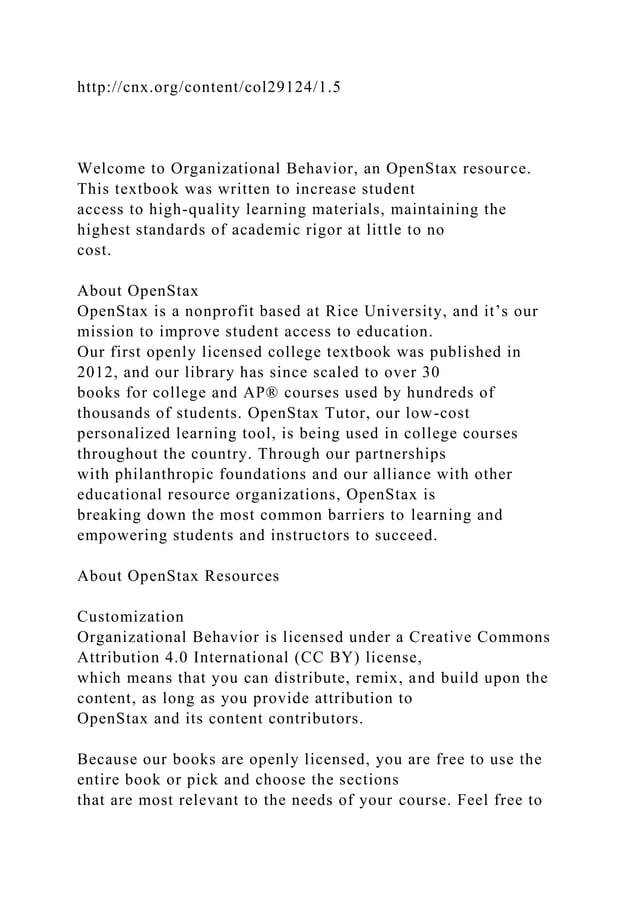 Organizational Behavior OpenStax Rice Univer.docx