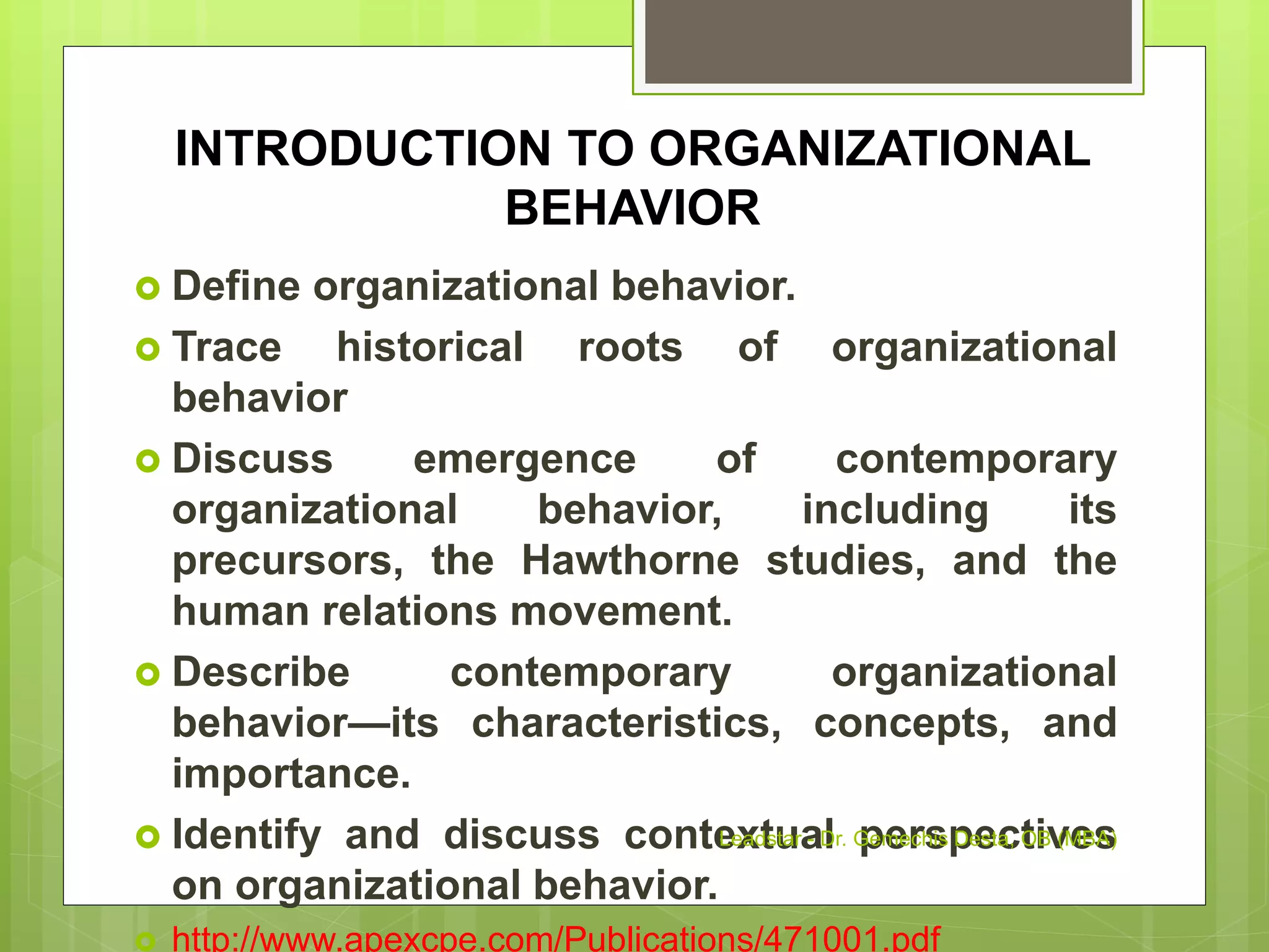 Organizational behavior ppt | PPTX
