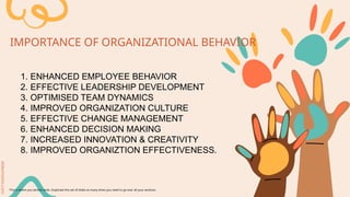 ORGANIZATIONAL BEHAVIOR UNIT- 1 NOTES BCA | PPTX