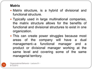 Organizational behaviour and types of organizational structures | PPTX