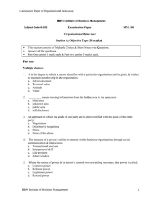 Organizational behaviour. | PDF