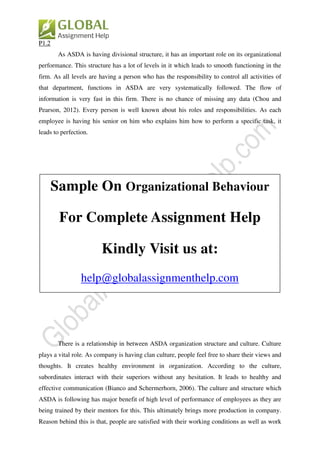 Organizational behaviour sampe by Global Assignment Help | PDF