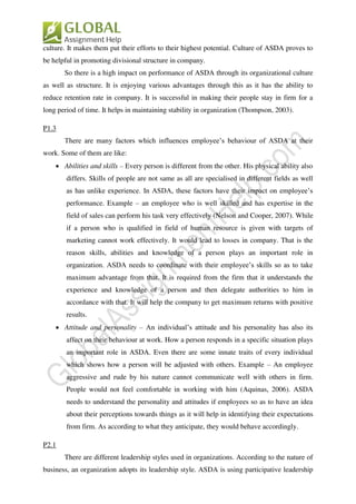 Organizational behaviour sampe by Global Assignment Help | PDF