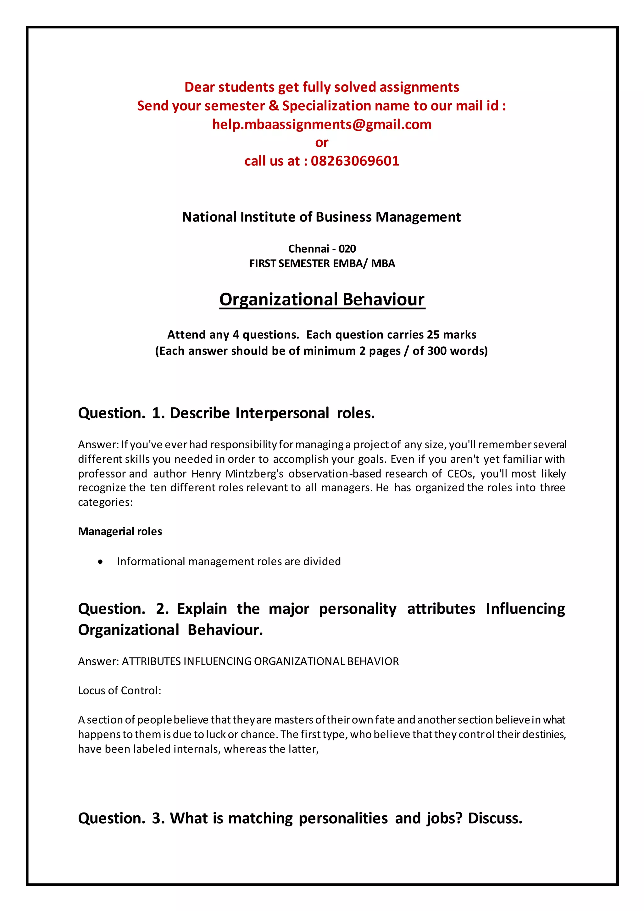 Organizational behaviour | PDF