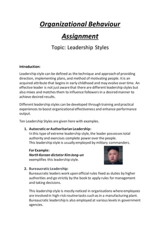 Leadership Paper Topics