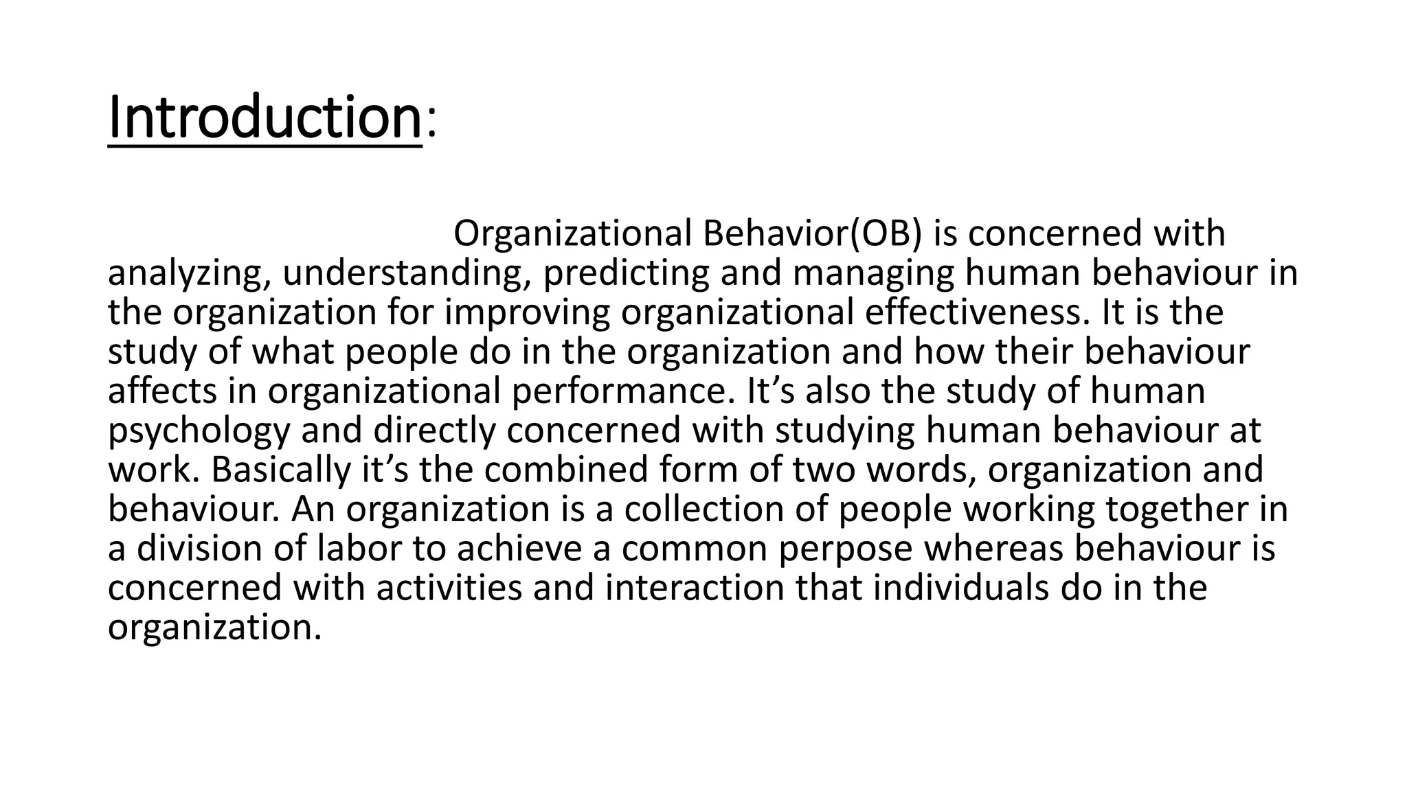 Concept of Organizational Behaviour | PPTX