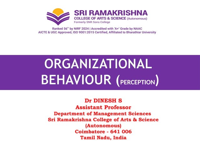 Organizational Behaviour - Perception Perspective | PPTX