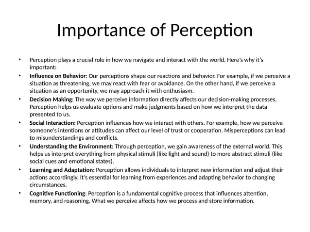 Organizational Behaviour - Perception Perspective | PPTX